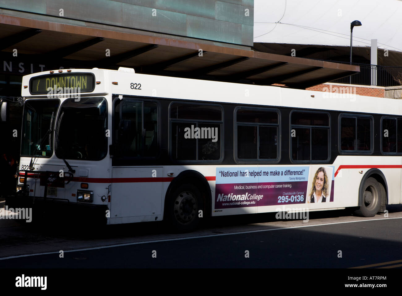 Buses line up outside the Downtown Transit Center Charlottesville ...