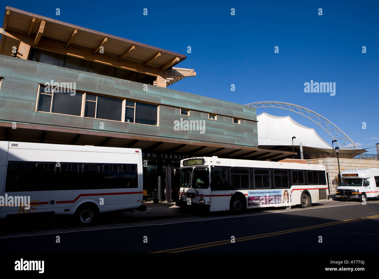 Buses line up outside the Downtown Transit Center Charlottesville ...
