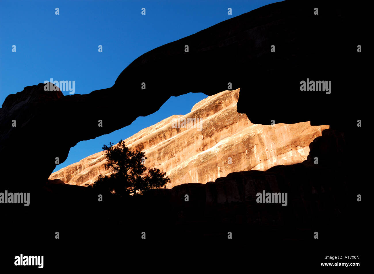 Silhouette of the Navajo Arch. Arches National Park, Moab, Utah Stock ...