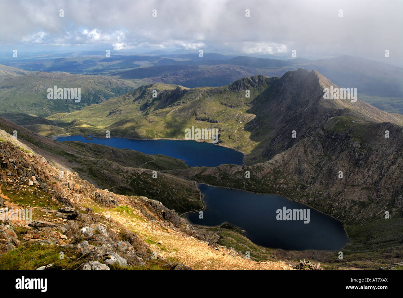 Glaslyn and Llyn Llydaw view from Garnedd Ugain - Crib y Ddysgl ...