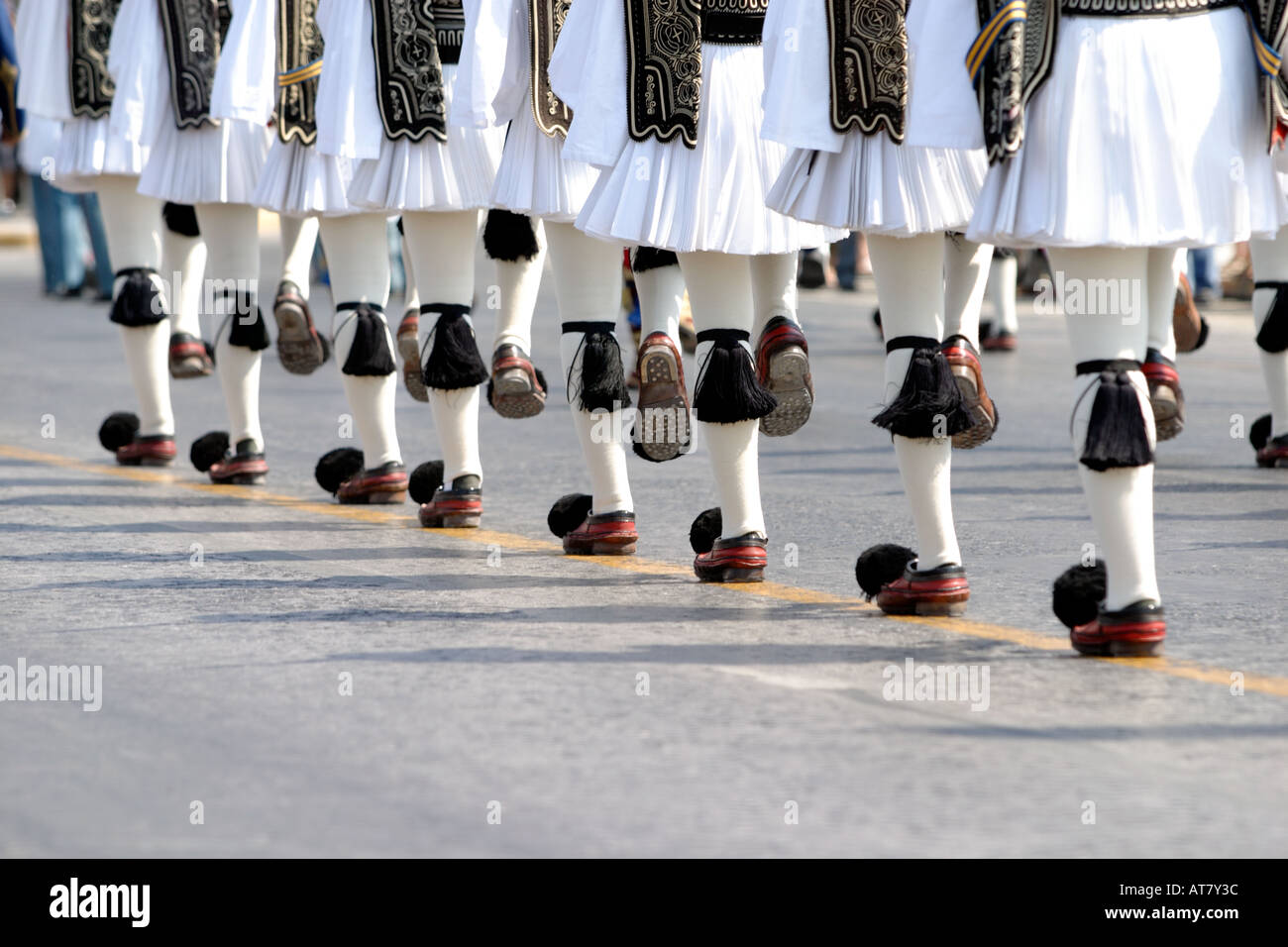 Evzones members of the elite Hellenic Presidential Guard turn out to ...