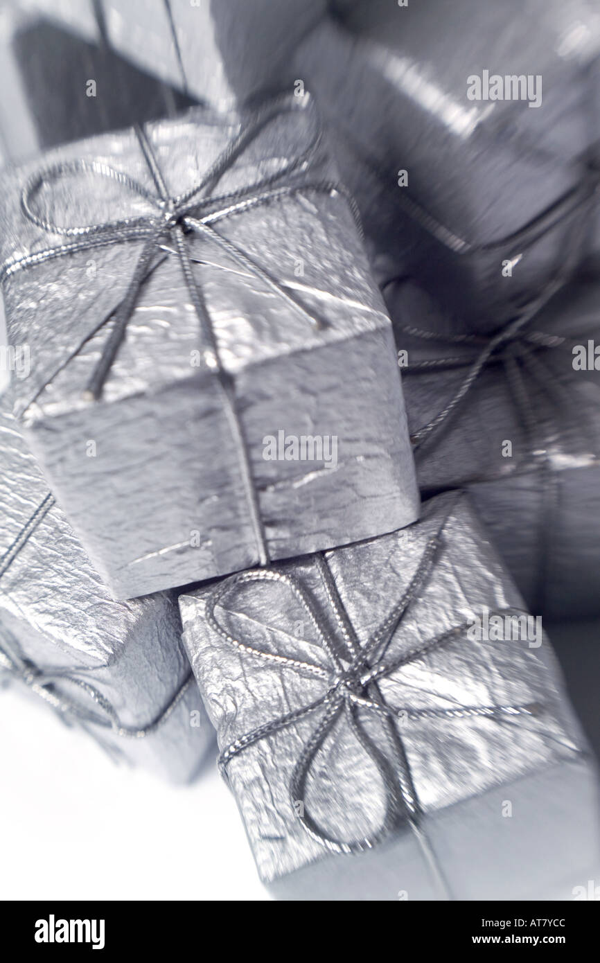 Pile of presents silver hi-res stock photography and images - Alamy