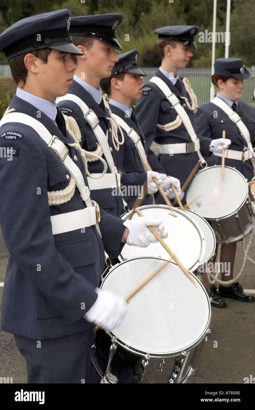 Air Training Corps cadets playing drums on parade in Kingston upon Hull ...