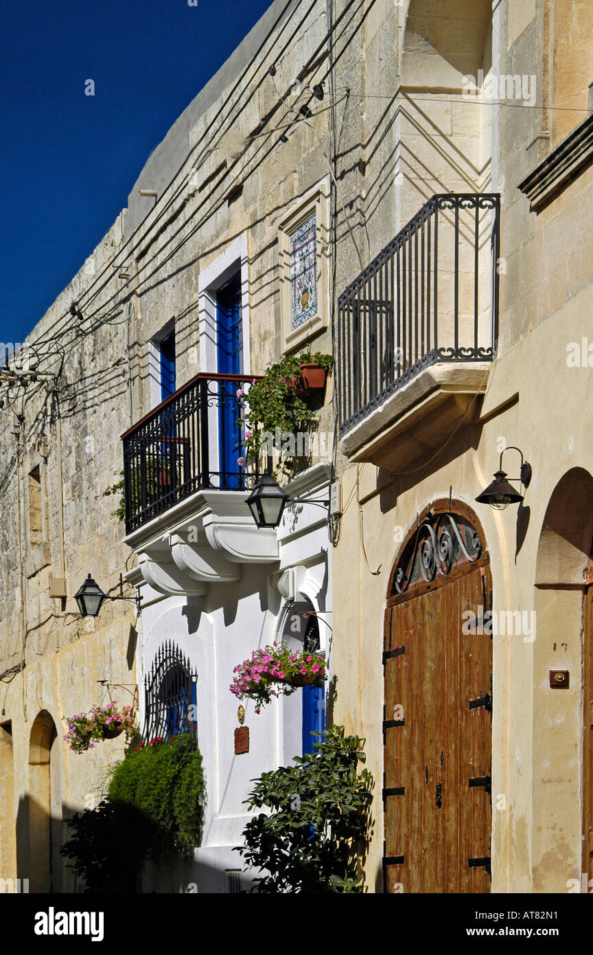 Typical village street central Malta Stock Photo - Alamy