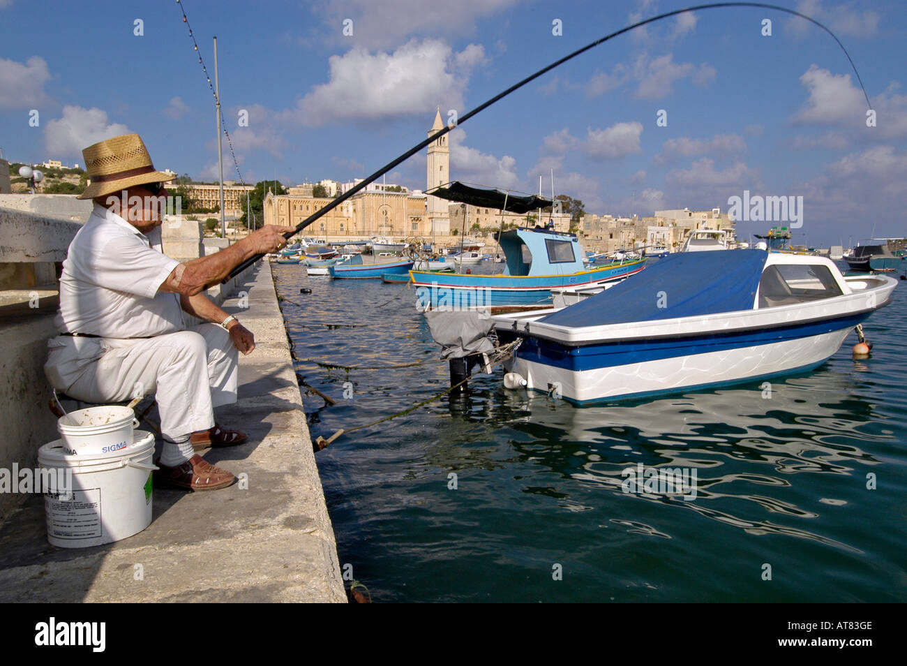 Fishing Marsaskala harbour Malta Stock Photo - Alamy