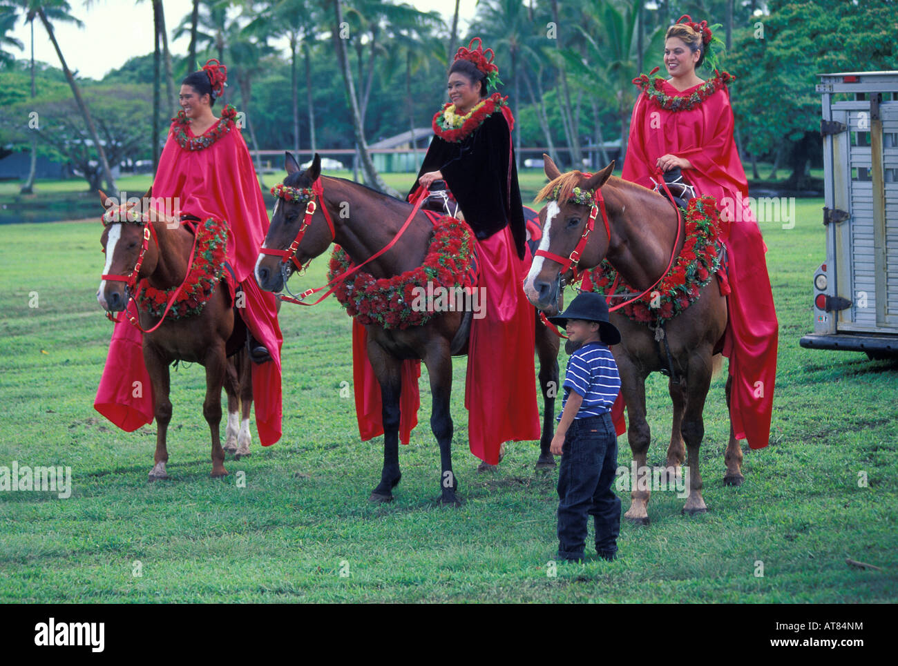 The Merrie Monarch festival and the pau riders Stock Photo - Alamy
