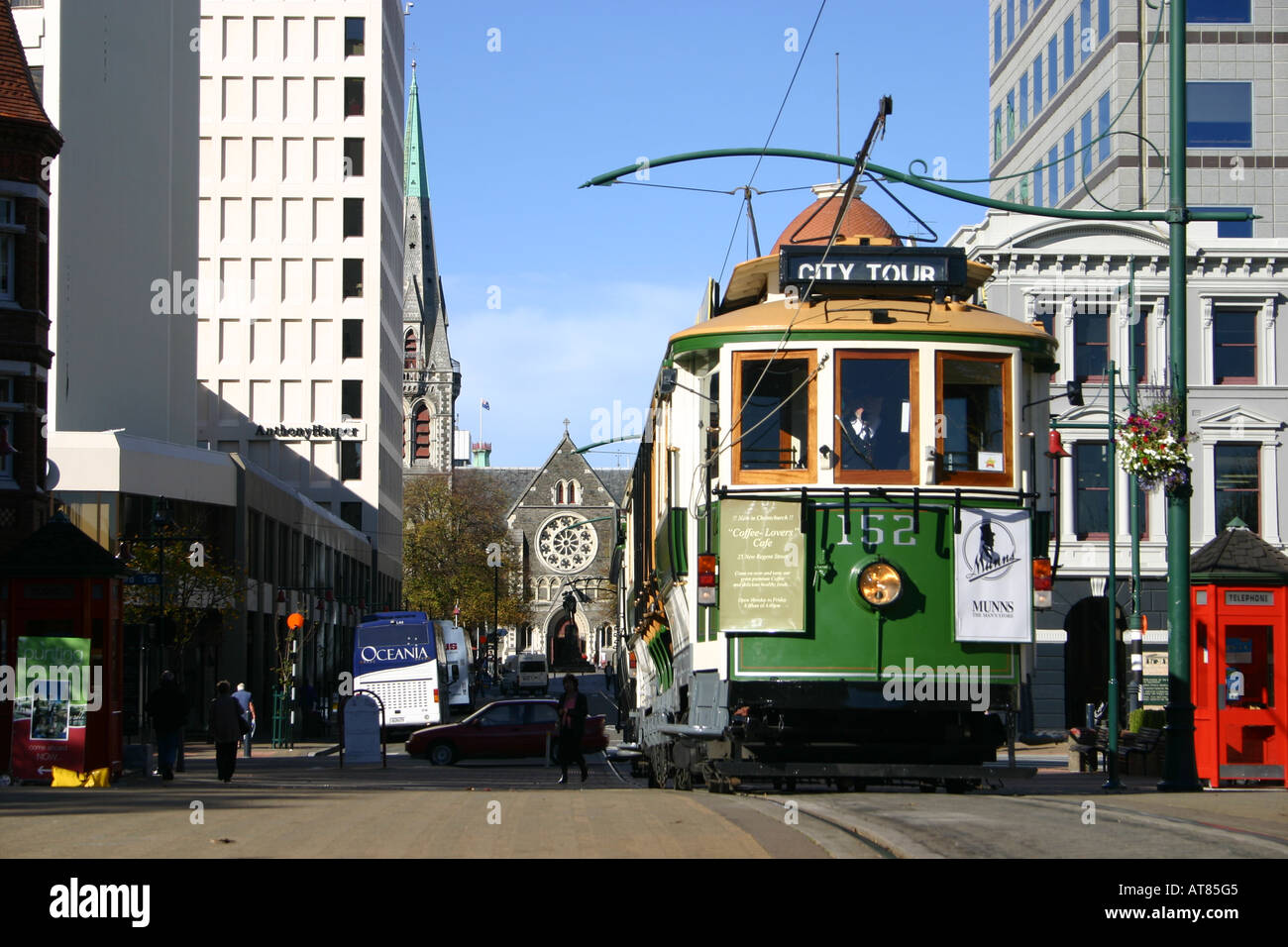 The traditional trams running round Christchurch city centre, South ...