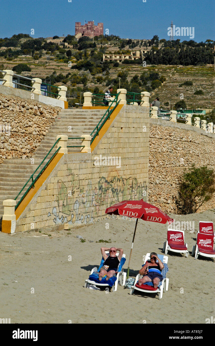 Beach at Mellieha Malta Stock Photo - Alamy