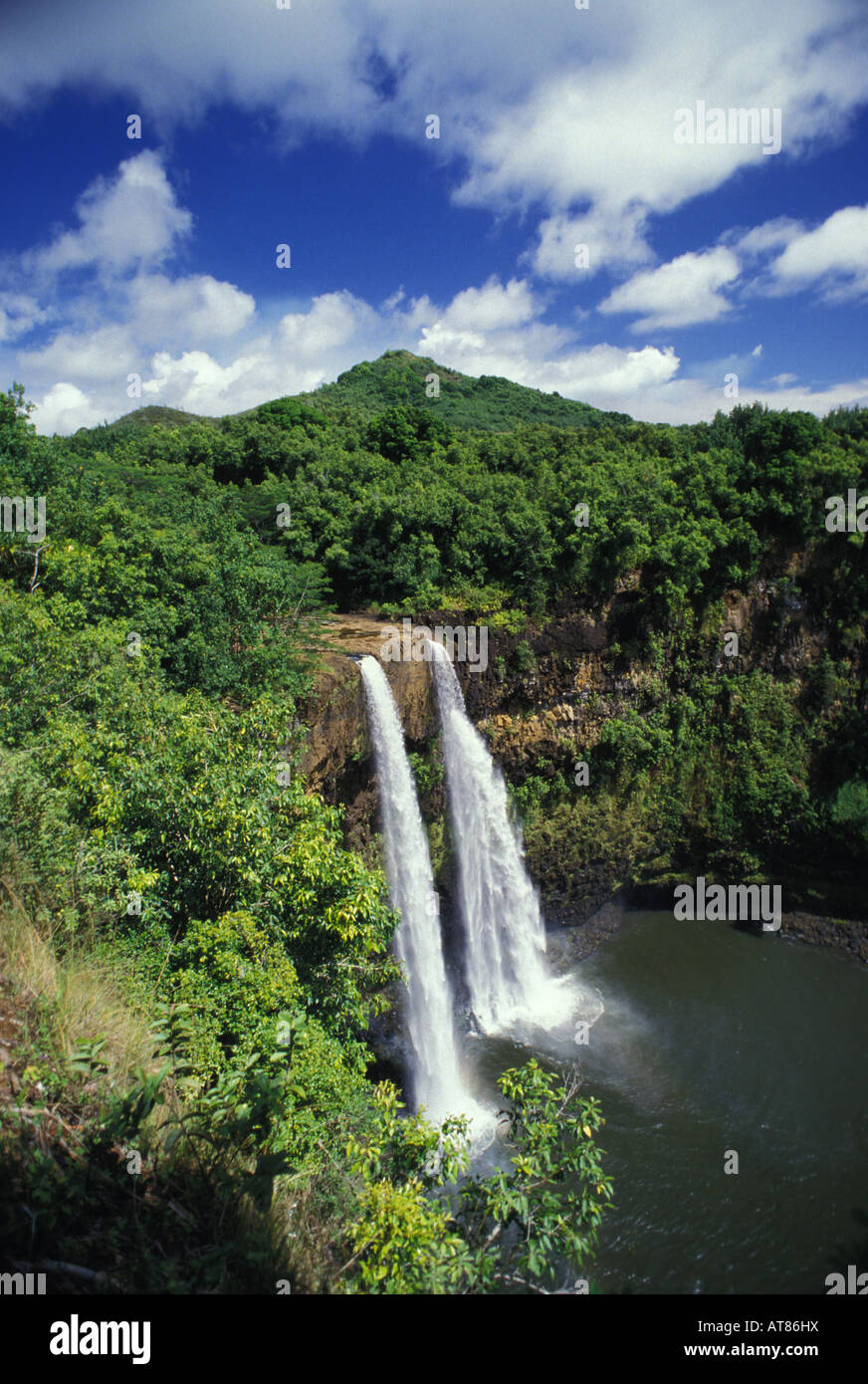 Wailua Falls on the island of Kauai Stock Photo - Alamy