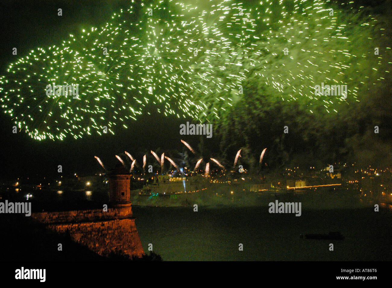 Firework display Fort Lascaris Valletta Malta Stock Photo - Alamy