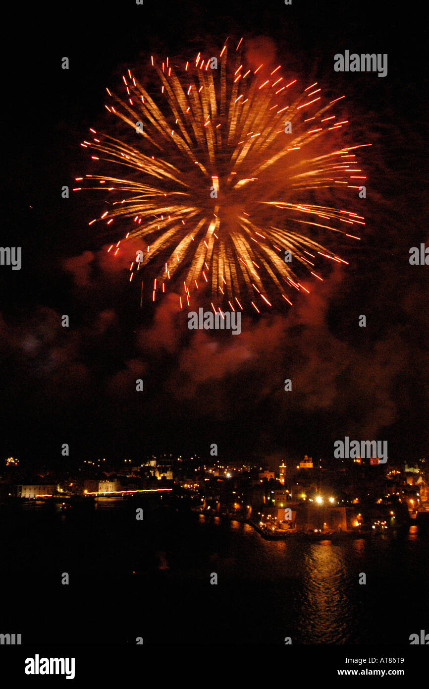 Firework display Fort Lascaris Valletta Malta Stock Photo - Alamy