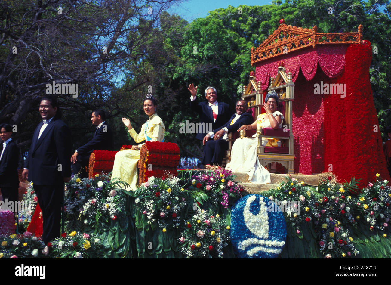 Royal Court float in the Aloha Festivals Parade, a yearly event in ...