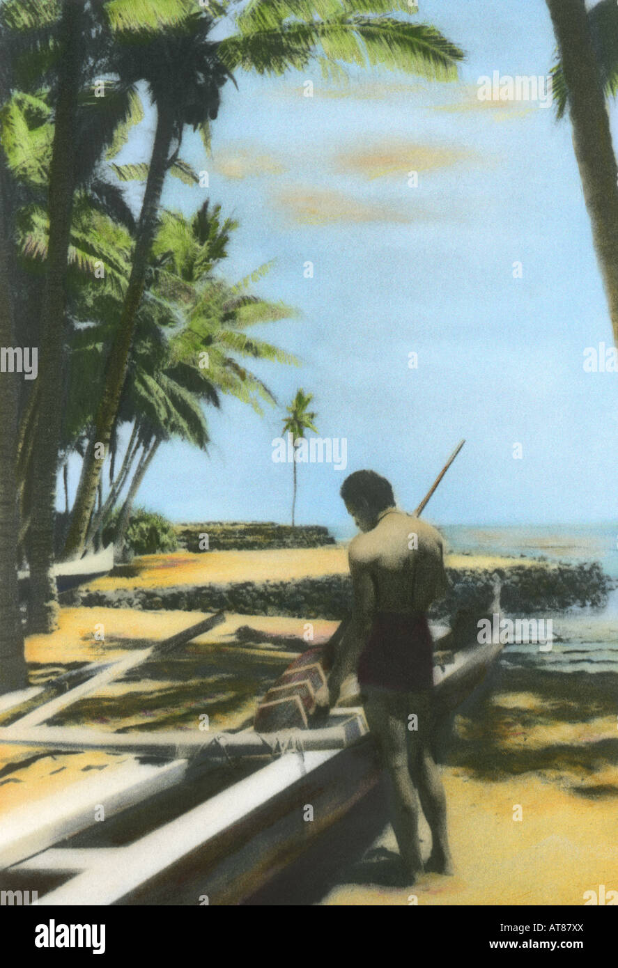 Hawaii outrigger canoe man hi-res stock photography and images - Alamy