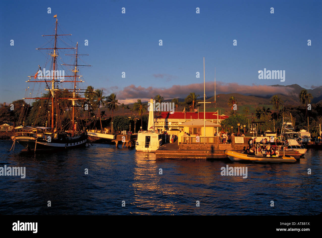 Lahaina harbor, Carthaginian historic ship, Maui Stock Photo - Alamy