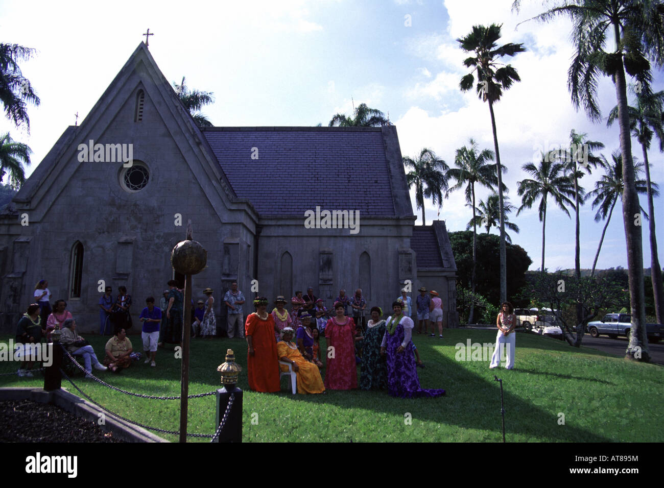 Lei queen and princesses at Mauna ëAla Ceremony Stock Photo - Alamy