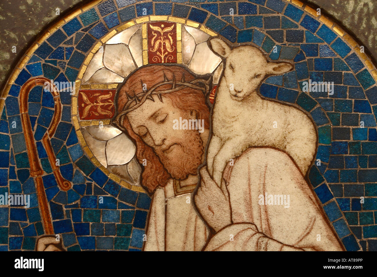 Exeter Cathedral Devon mosaic tile picture of Jesus Christ as shepherd ...