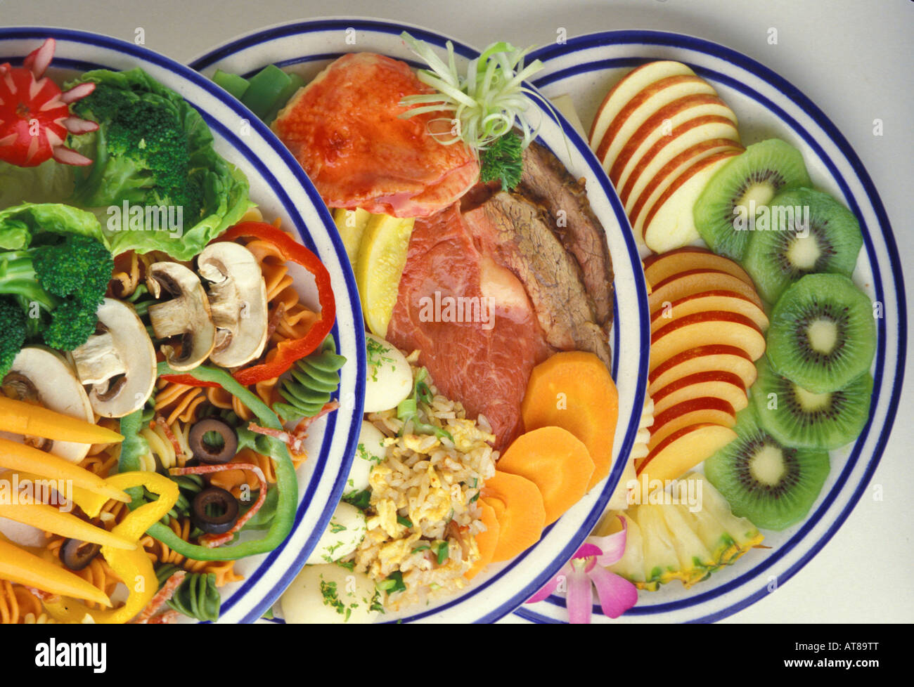 Variety of healthy dining dishes Stock Photo - Alamy