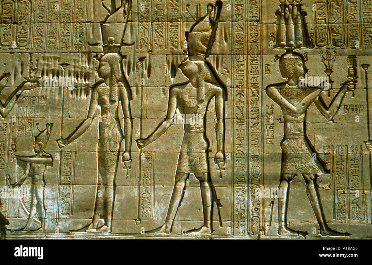 Dendera Egypt Reliefs On Hathor Temple Stock Photo - Alamy