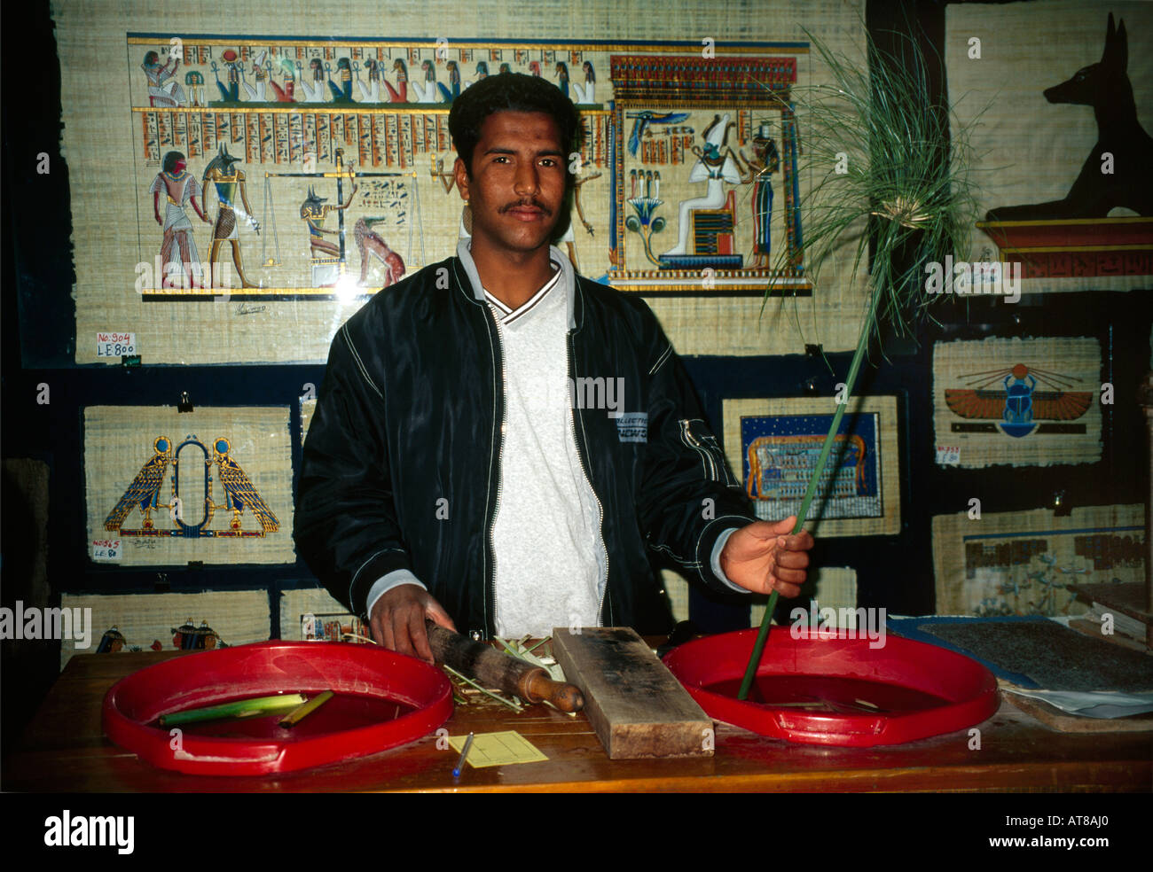 Luxor Egypt Man Holding Papyrus Stem Stock Photo - Alamy