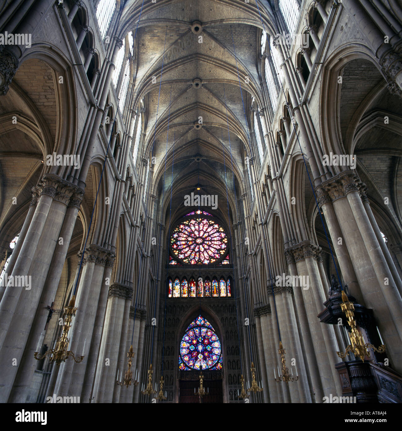 Reims France Reims Cathedral Inside West Front Rose Window Stock Photo ...