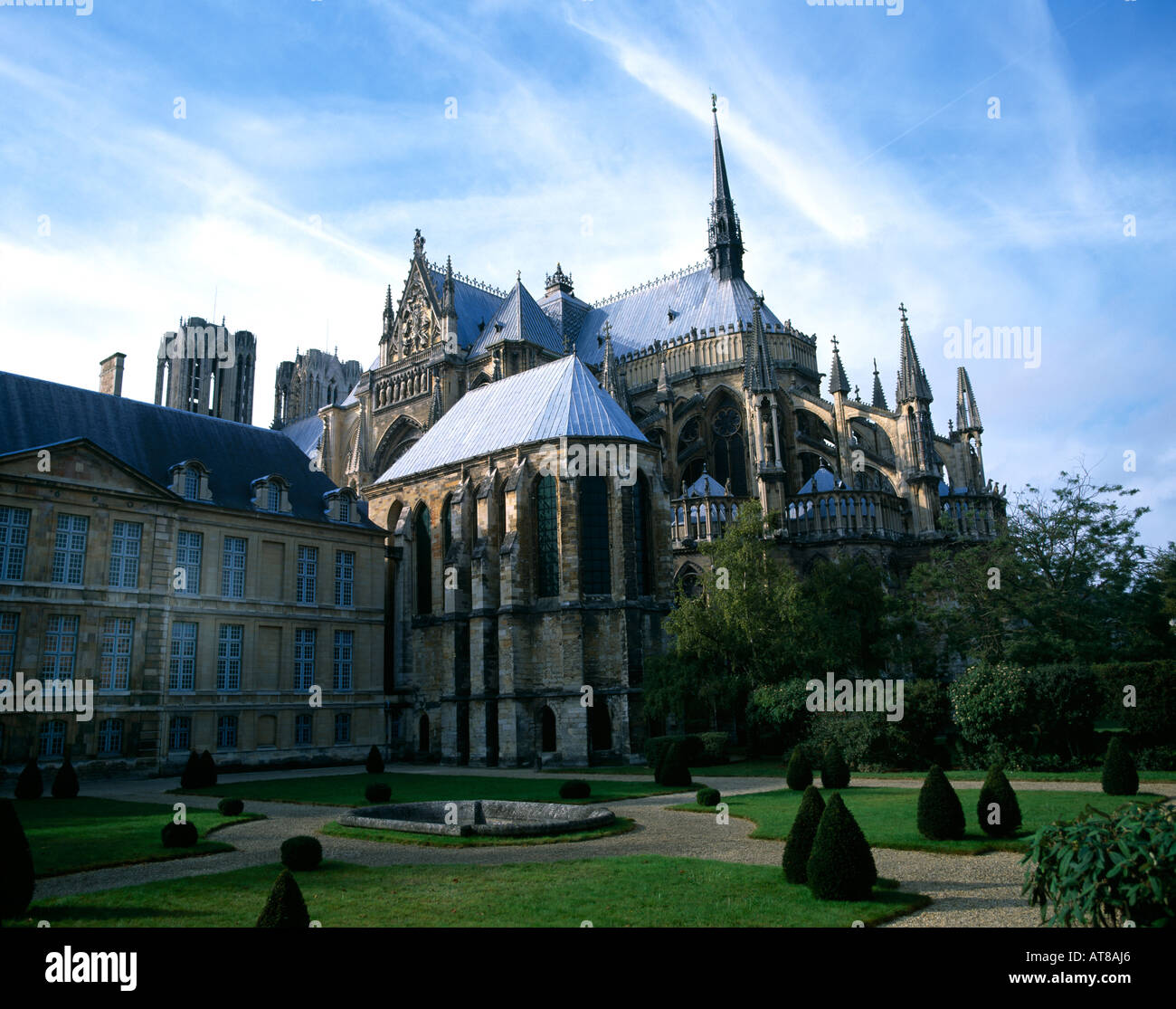 Reims France Reims Cathedral Rear & Garden Stock Photo - Alamy