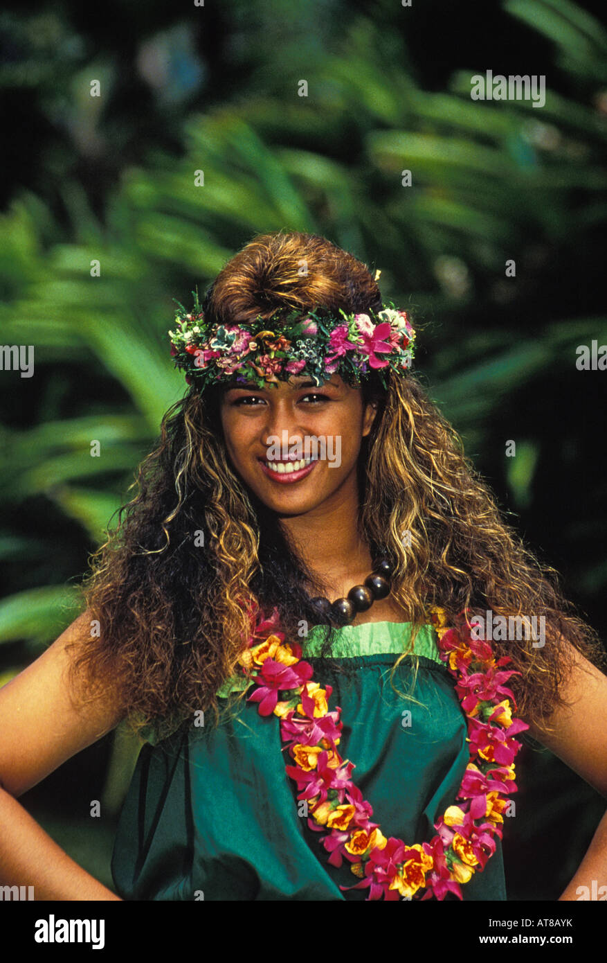 Lovely upper torso photo of a smiling beautiful Polynesian woman ...