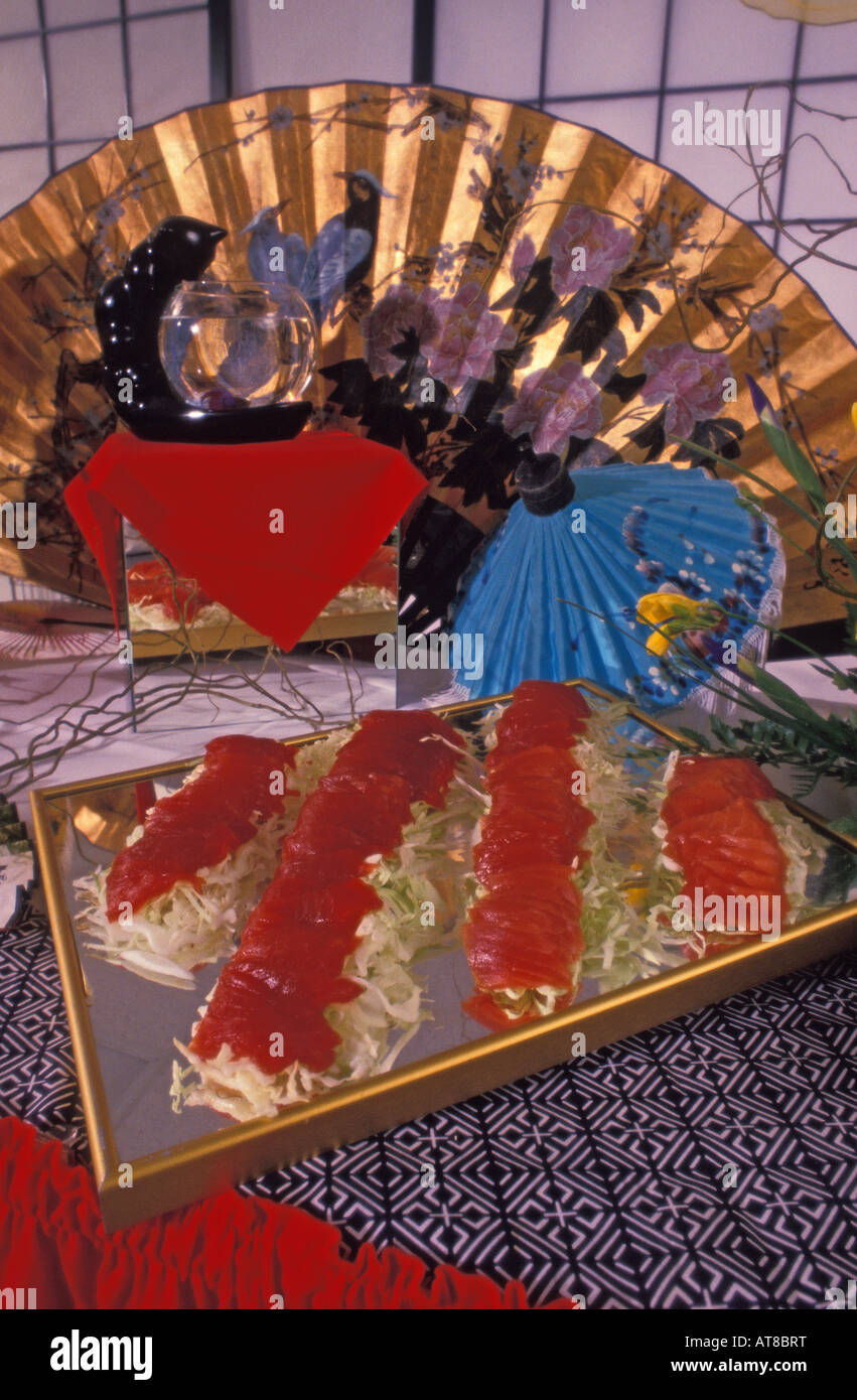 Asian-inspired table setting with a mouth-watering tray of local ...