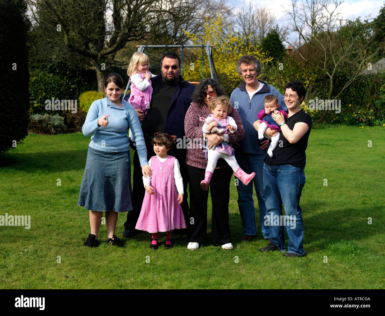 Three Generations of Family in England Grandparents Children and ...