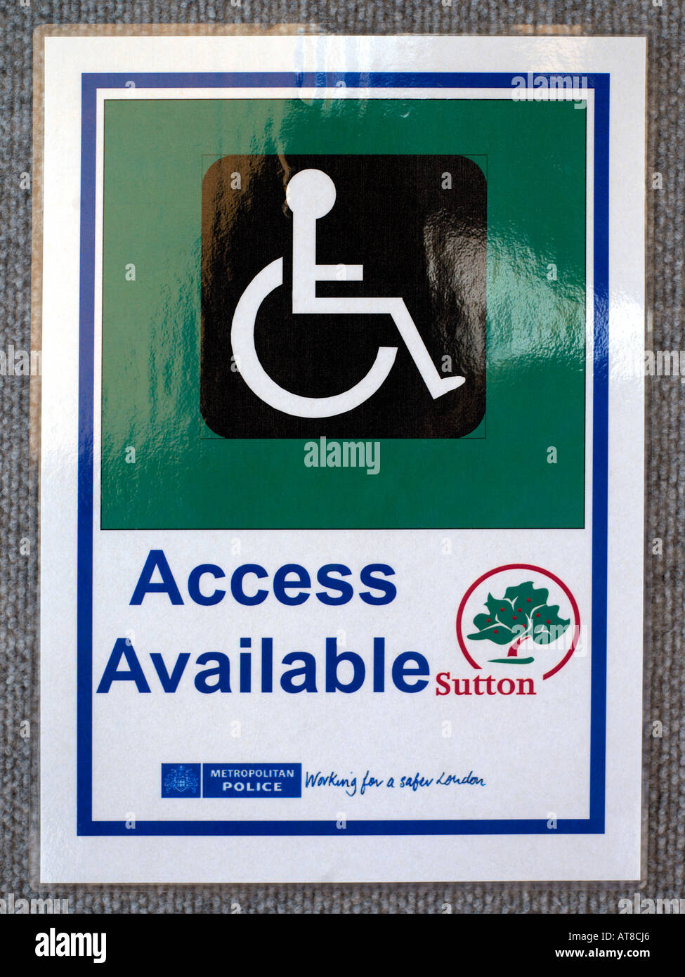 Metropolitan Police Access Available Disable Sign Stock Photo - Alamy