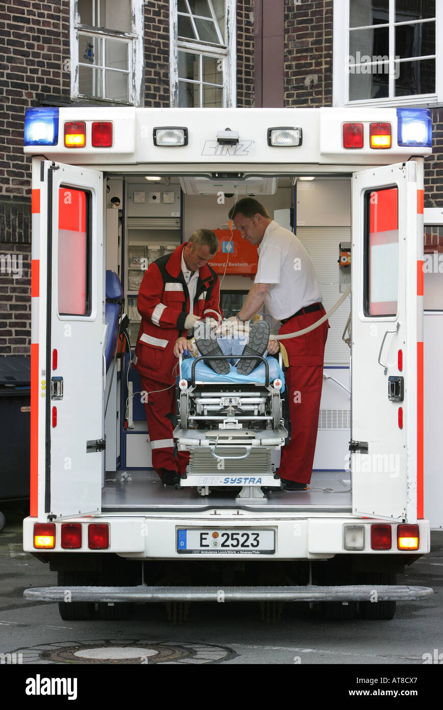 DEU, Germany : Rescue, paramedics in an ambulance truck, attempt at ...