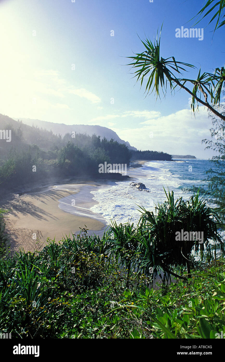 Idyllic and secluded Lumahai beach on Kauai's north shore Stock Photo ...