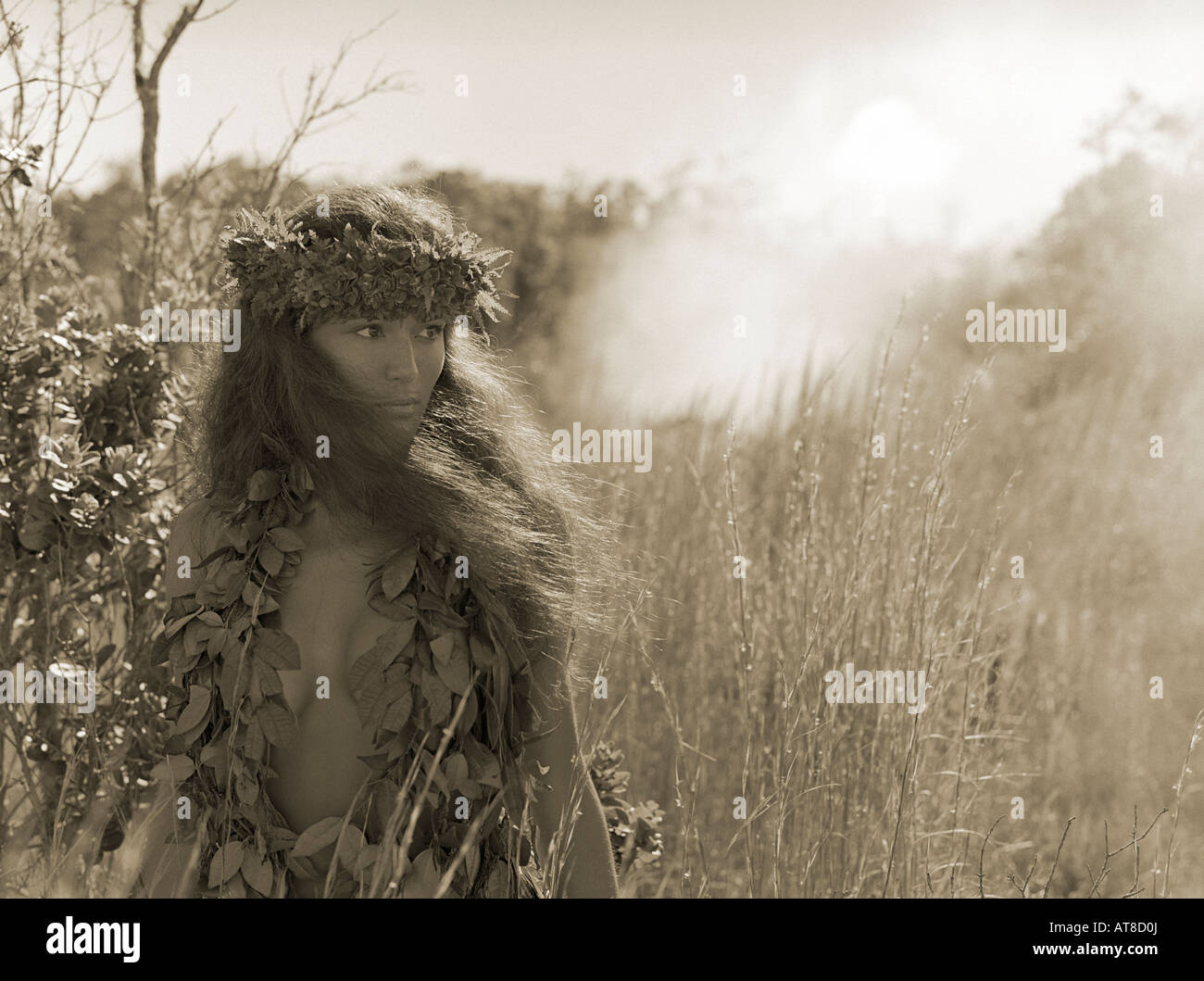 Young Hawaiian girl near "Steam Vents" in Hawaii Volcanoes National ...