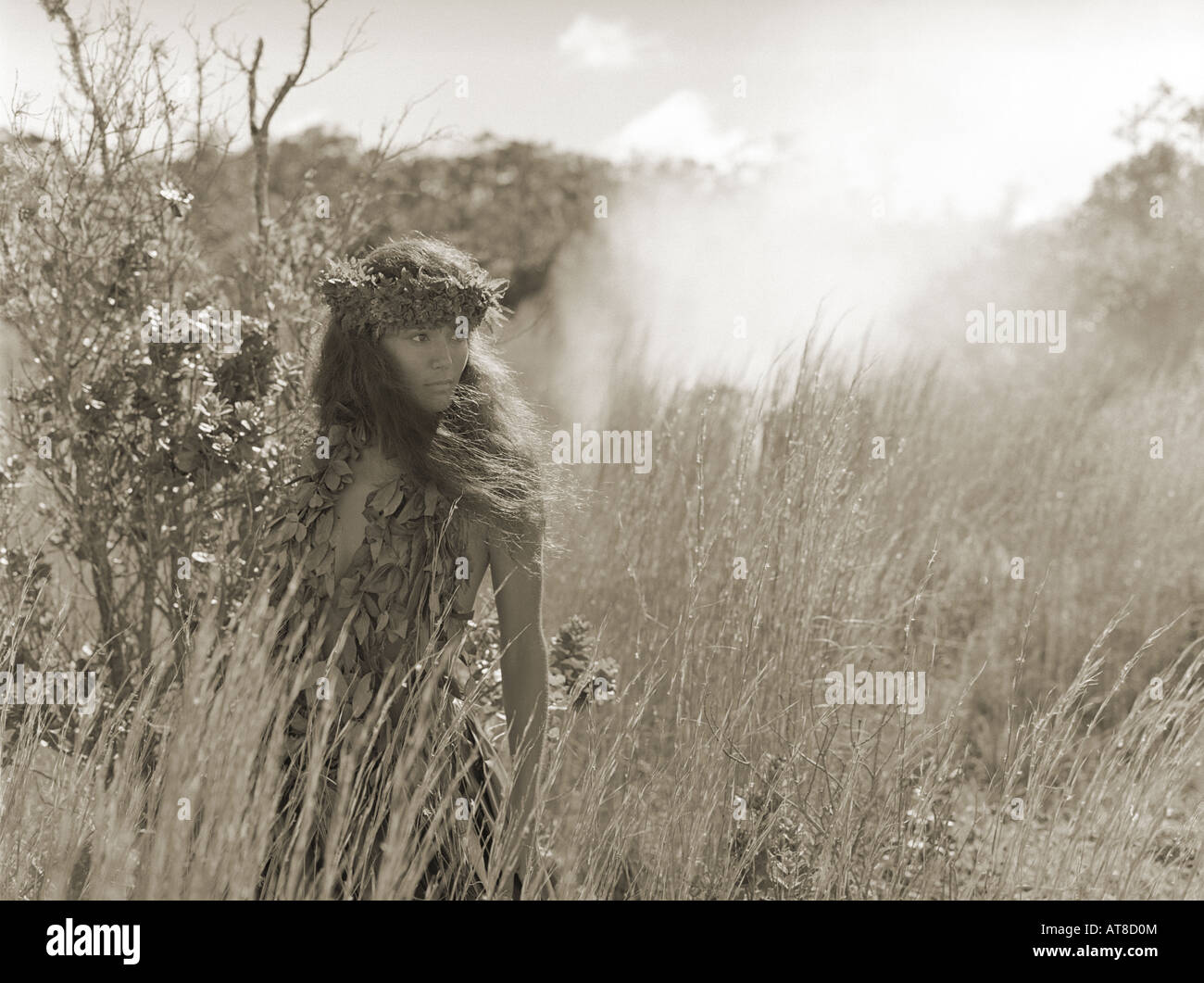 Young Hawaiian girl near "Steam Vents" in Hawaii Volcanoes National ...