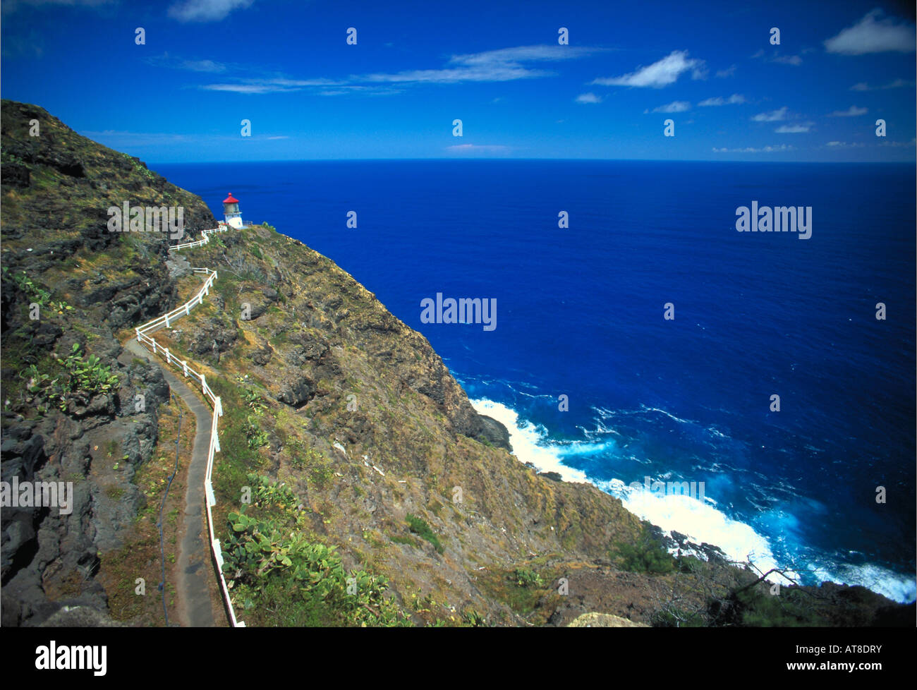 Makapuu lighthouse along windward coastline, Oahu Stock Photo - Alamy