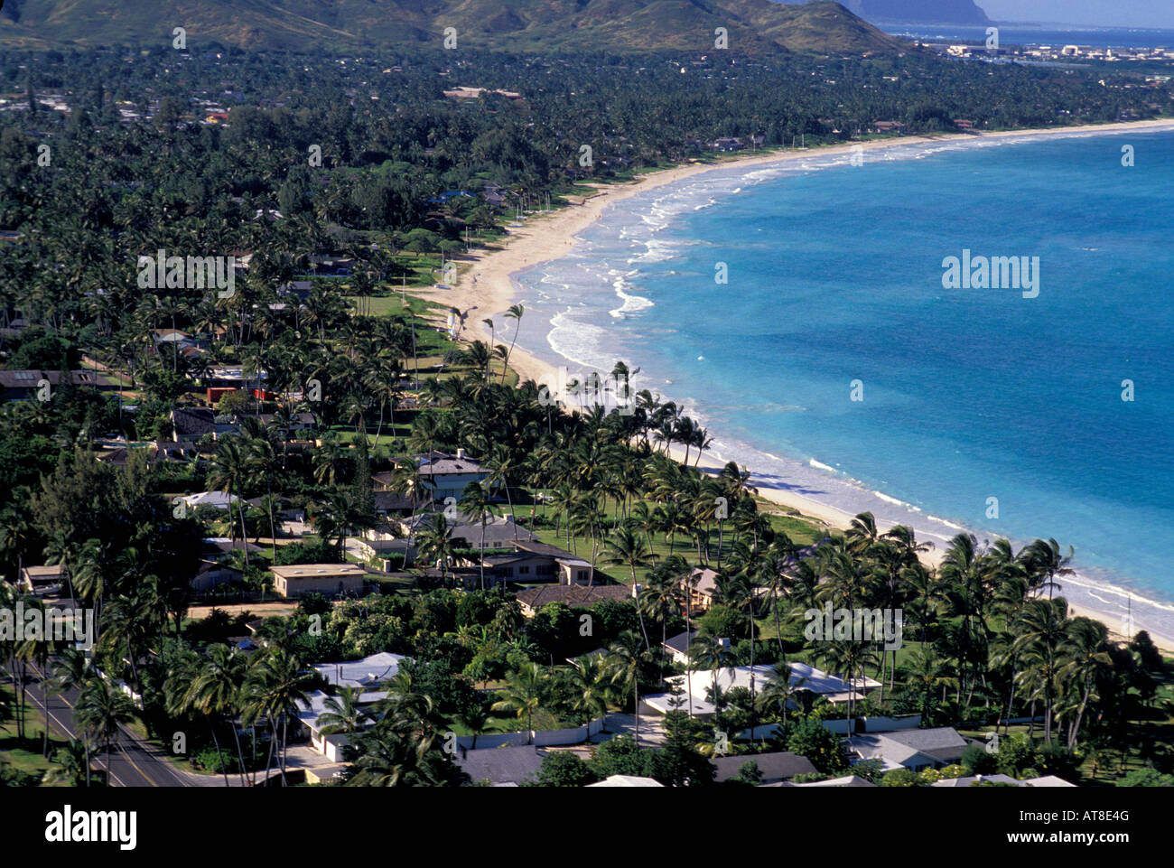 View above Kailua Beach and the windward side of Oahu Stock Photo - Alamy