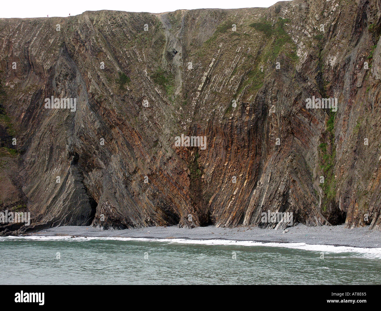 Geological formations at Hartland Quay in Devon. Strata beach waves and ...