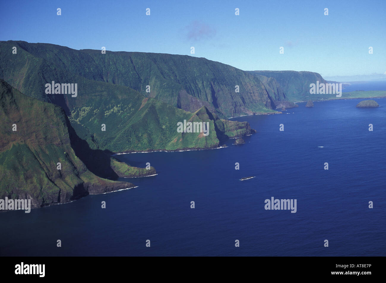 Aerial of cliffs along North shore, Molokai Stock Photo - Alamy