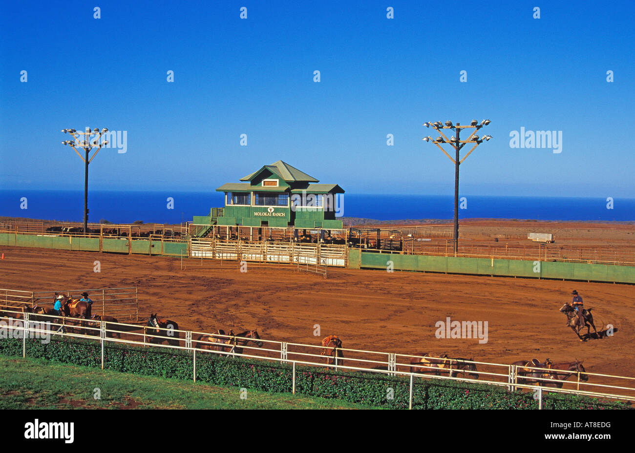 Paniolo Rodeo arena, Molokai Ranch, Molokai Stock Photo - Alamy