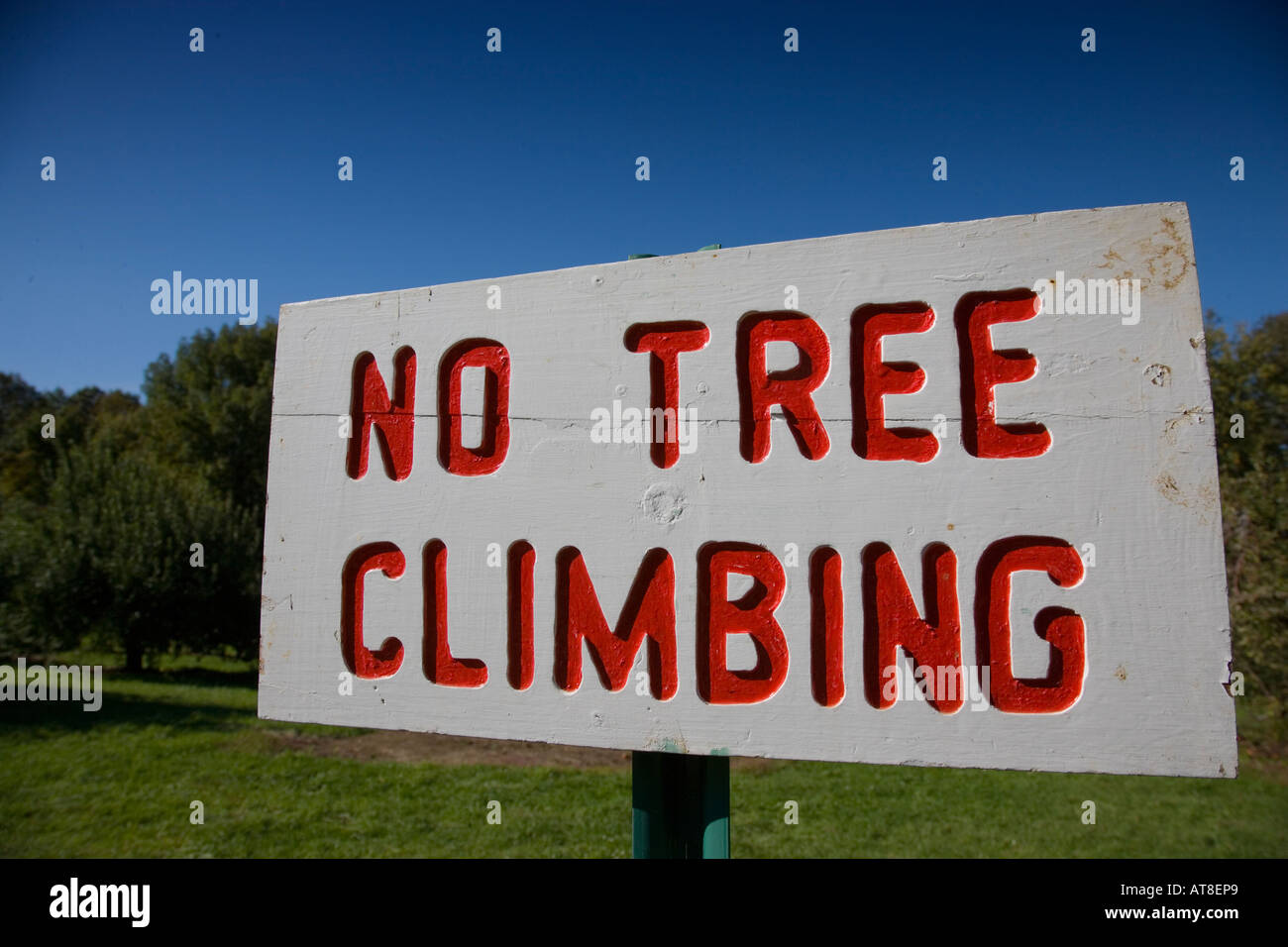Warning sign in a park Stock Photo - Alamy