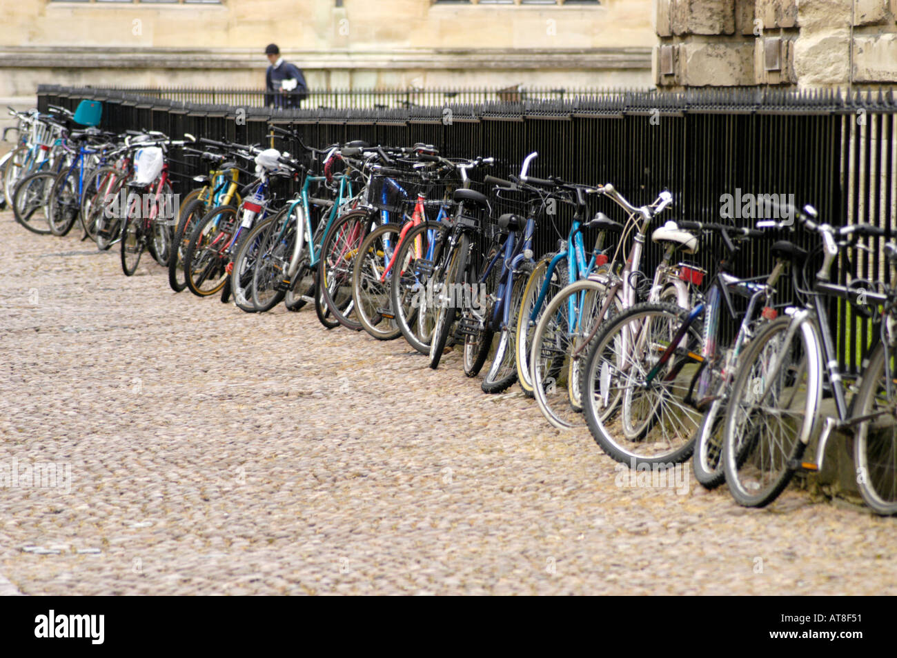 Pedal cycles racked up against the railings around Oxfords Radcliffe ...
