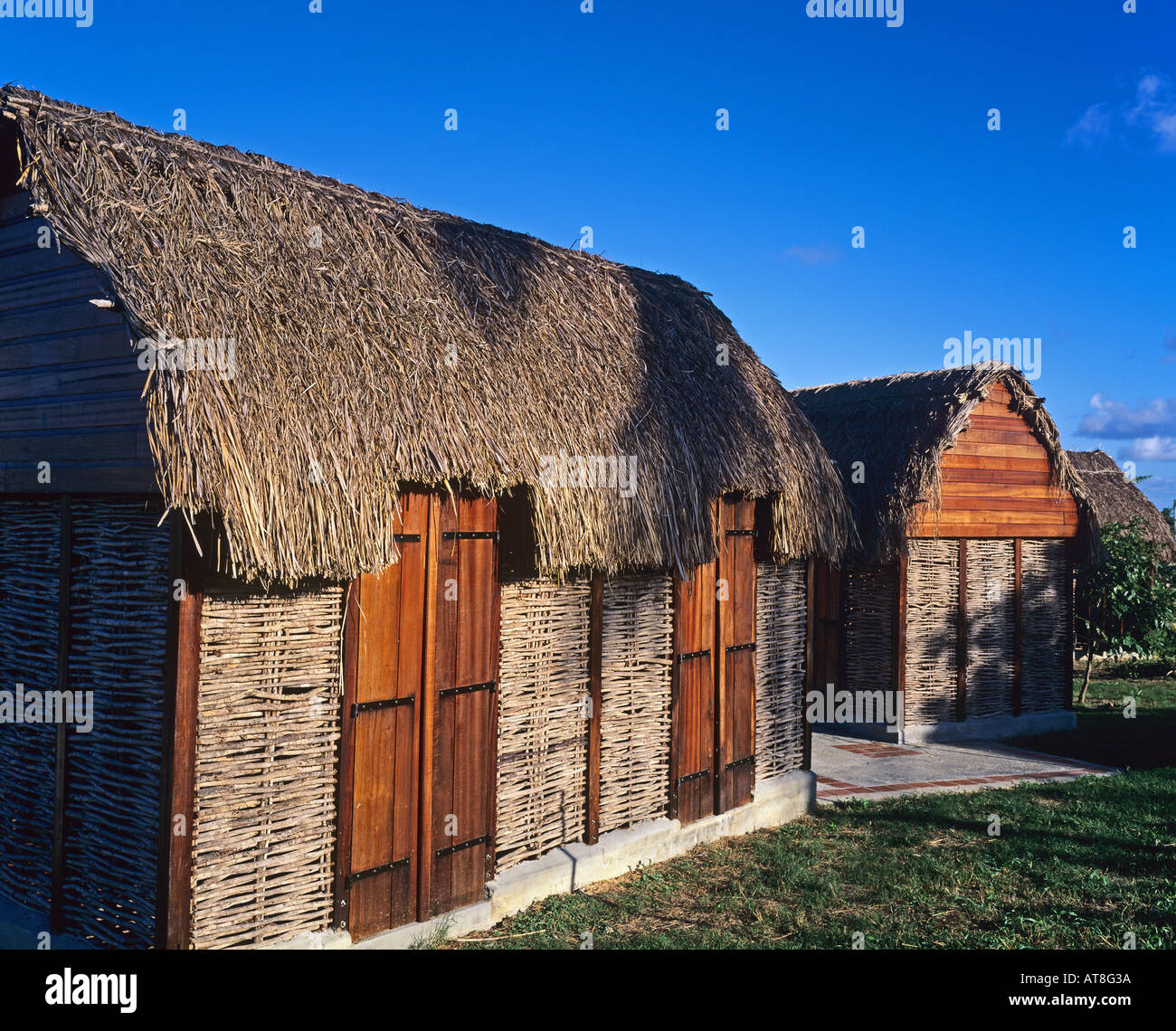 Renovated hut built with Gaulette braided branches and thatched roof ...