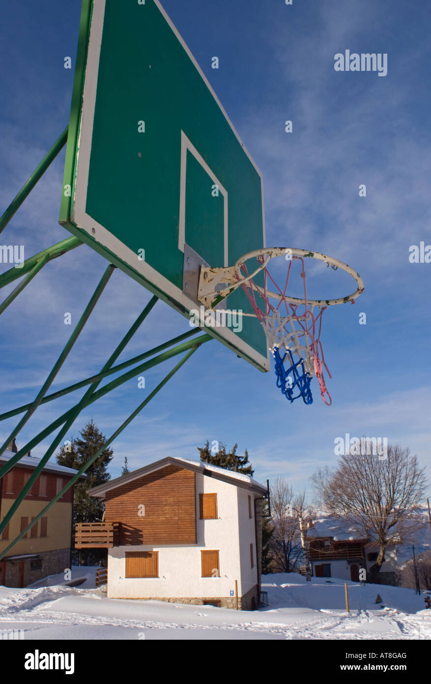 basketball structure on mountain resort Italian Alps Italy Stock Photo ...
