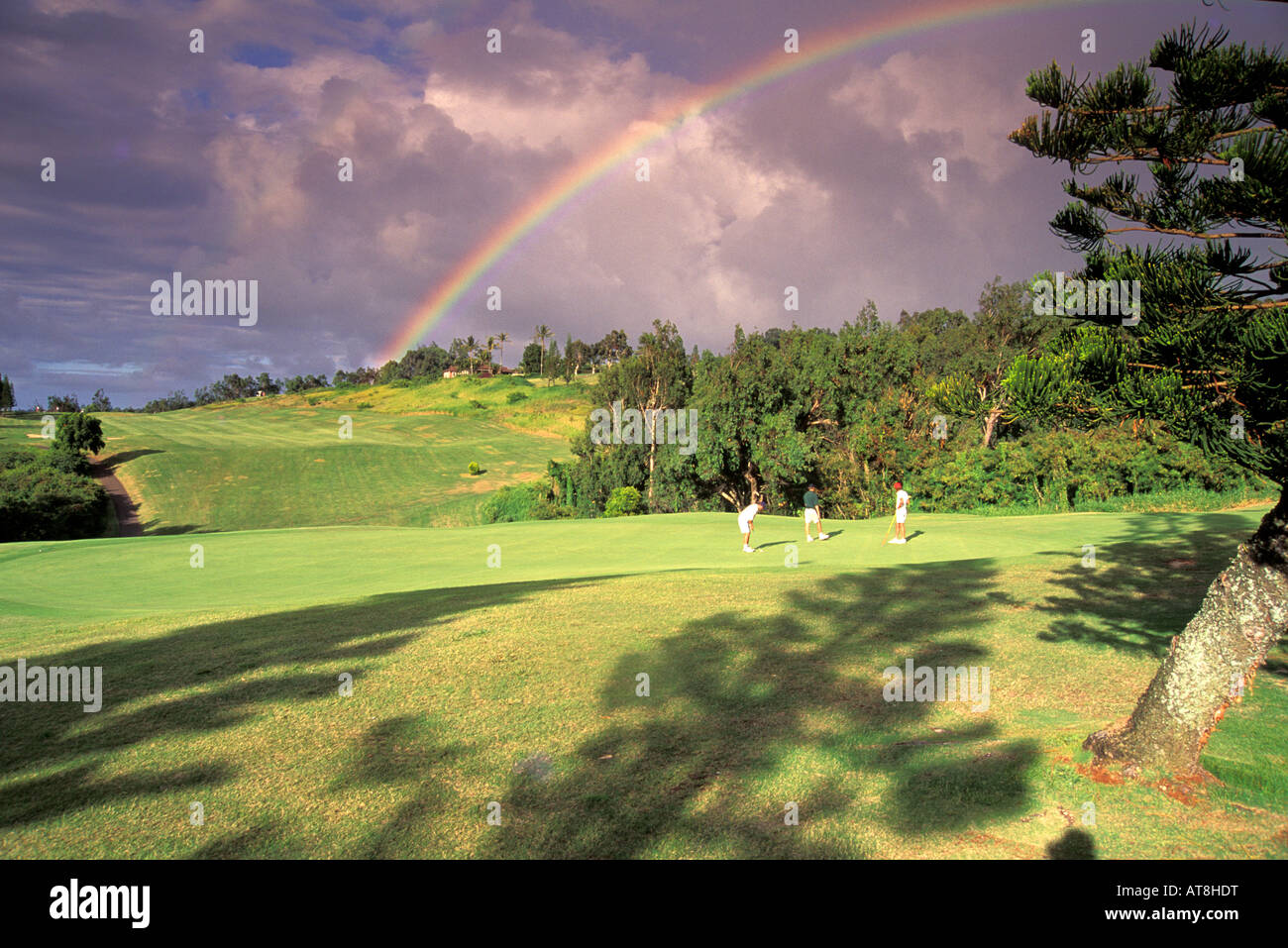 Rainbow over Kapalua golf course Stock Photo - Alamy