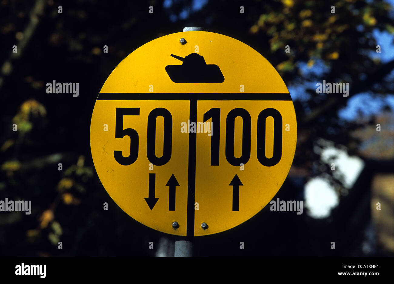 German (NATO) road sign indicating the safe load-carrying capacity on ...