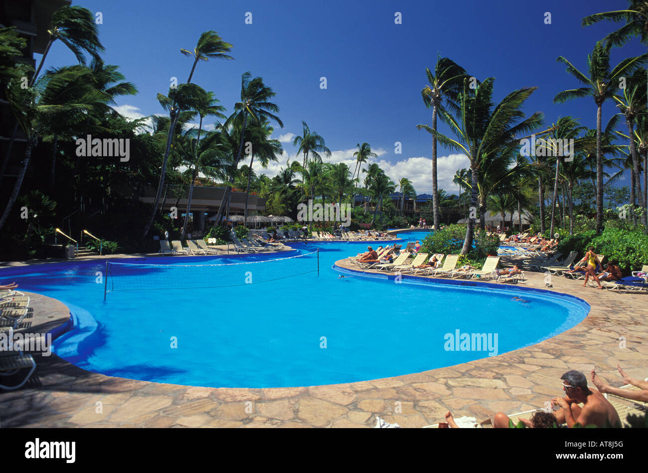 Pool at Hilton Waikaloa village resort on the Big Island of Hawaii ...