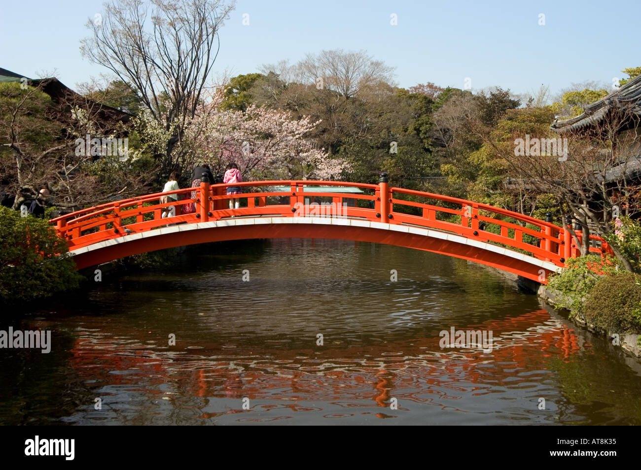 red arched bridge Kyoto city Honshu island Japan Stock Photo - Alamy