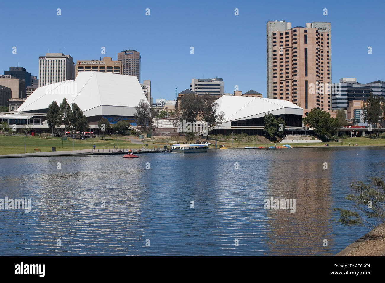 View to City across River Torrens Adelaide Australia Stock Photo - Alamy