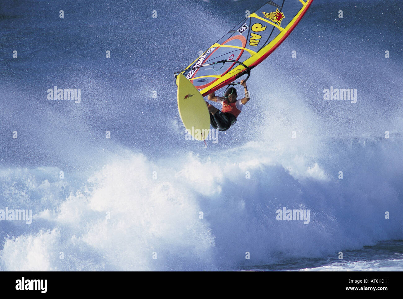 Windsurfer in flight at Hookipa Beach Park, Maui Stock Photo - Alamy