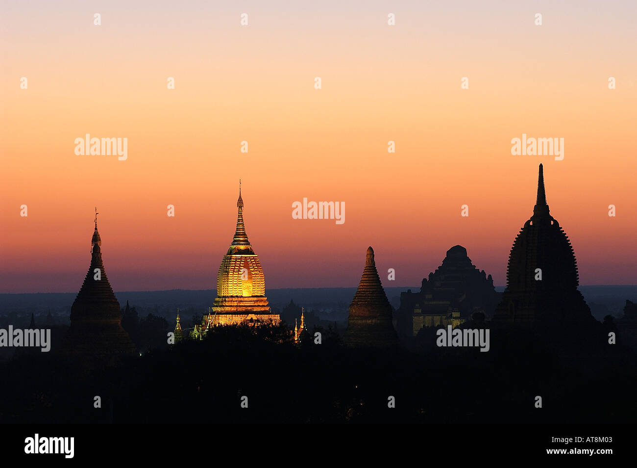 sunrise temples Plains of Bagan Burma Myanmar Stock Photo - Alamy