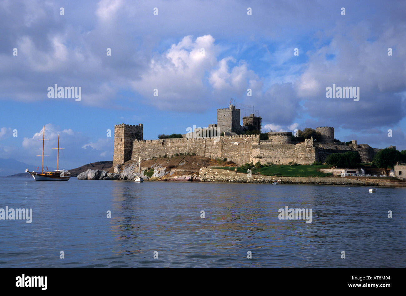 Bodrum Turkish Turkey port harbor boat castle sea Stock Photo - Alamy